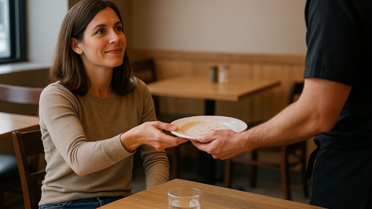 Les personnes qui aident les serveurs à débarrasser la table au ...